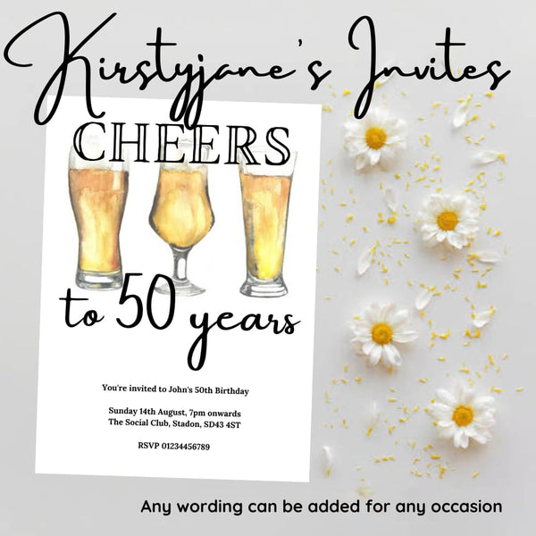 Personalised men’s beer party invitations – Kirstyjane's Invites